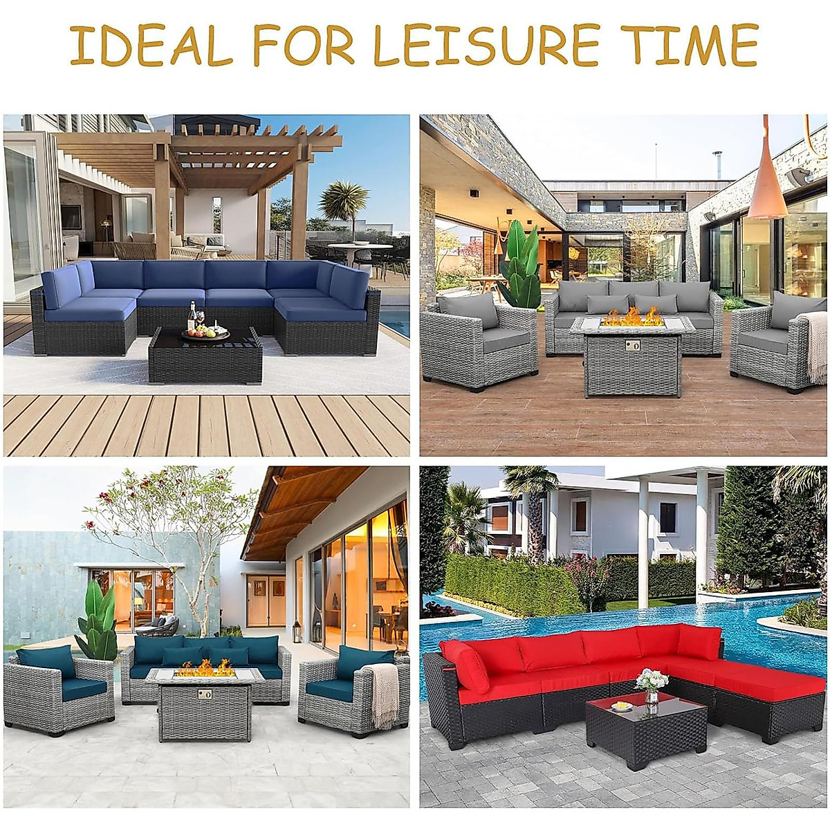 VKETU Patio Cushion Covers Replacement, Outdoor Sectional Couch Waterproof Cushion Cover, Square Patio Slipcovers with Zipper for Sectional Rattan Garden Furniture (Red, 12 pc)