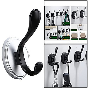 ＫＬＫＣＭＳ Small Coat Hook Wall-Mounted, Puncture- Coat-hat-Coat Hanger Heavy Duty Gadgets, Black Silver Oval, 66x68x100mm