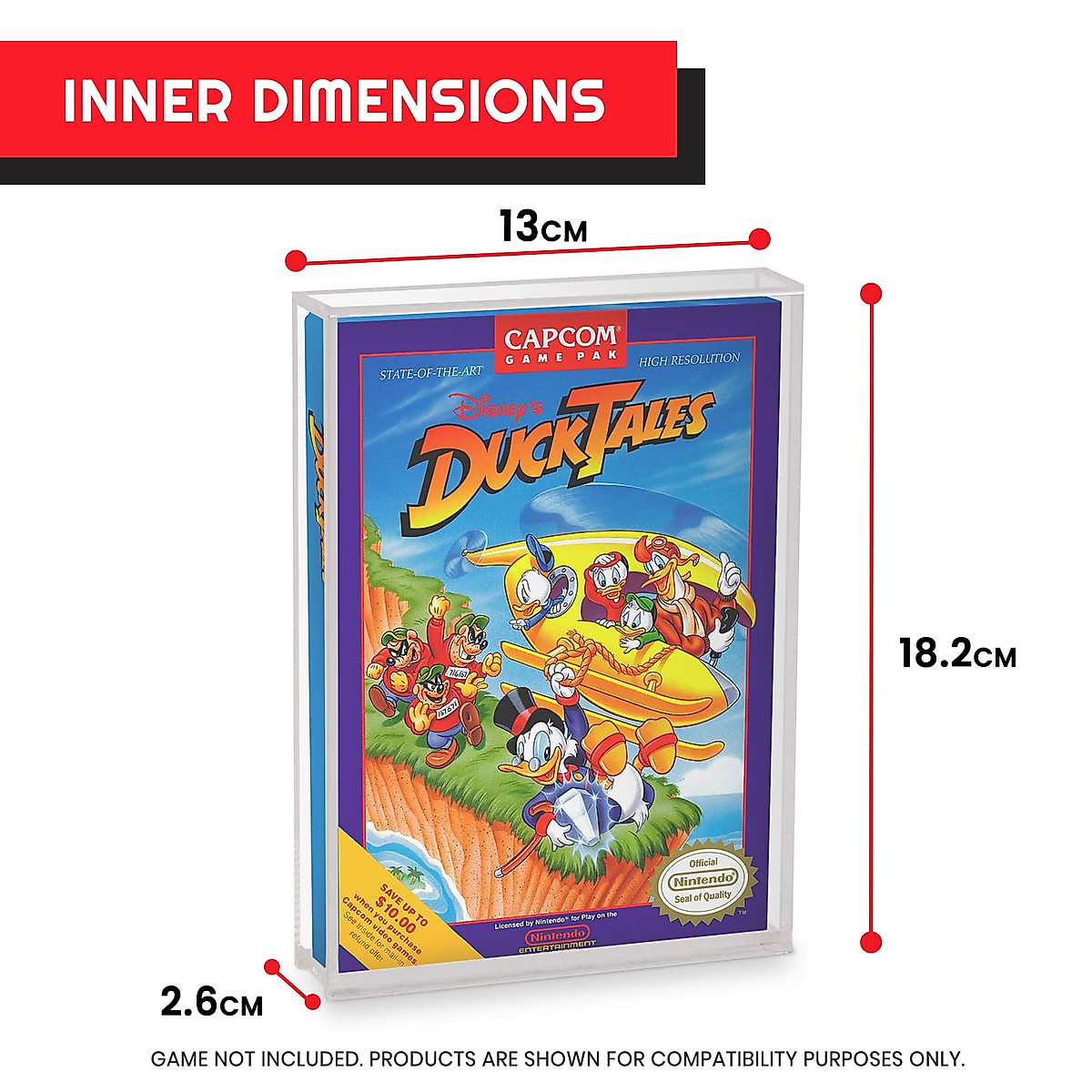 Acrylic Video Game Box Storage Case for Nintendo NES Video Game Box - 4MM Thick, Anti-Dust, Anti-UV, and Acid-Free Clear NES Holder, Video Game Covers by EVORETRO (Pack of 2)