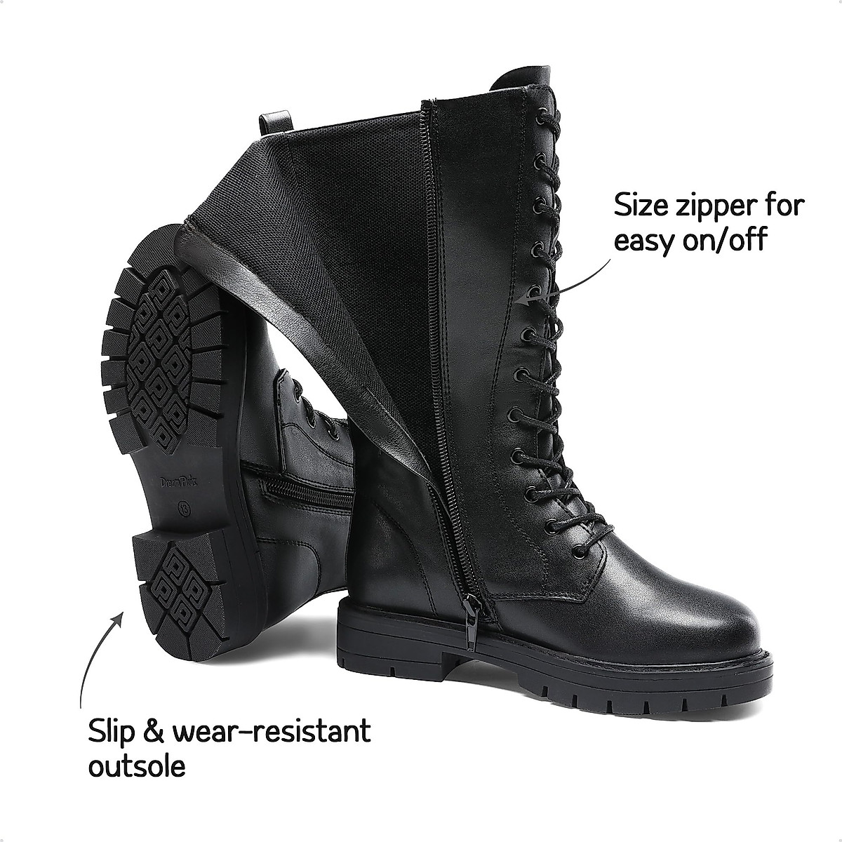 DREAM PAIRS Girls Riding Boots Knee High Side Zipper Mid Calf Shoes SDBO2216K Black-1 Size 12 Little Kid