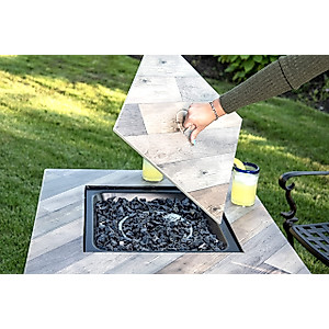 Endless Summer, The Harper, Square 30" Outdoor Propane Fire Pit, Includes Black Fire Glass, Table Insert, and Protective Cover