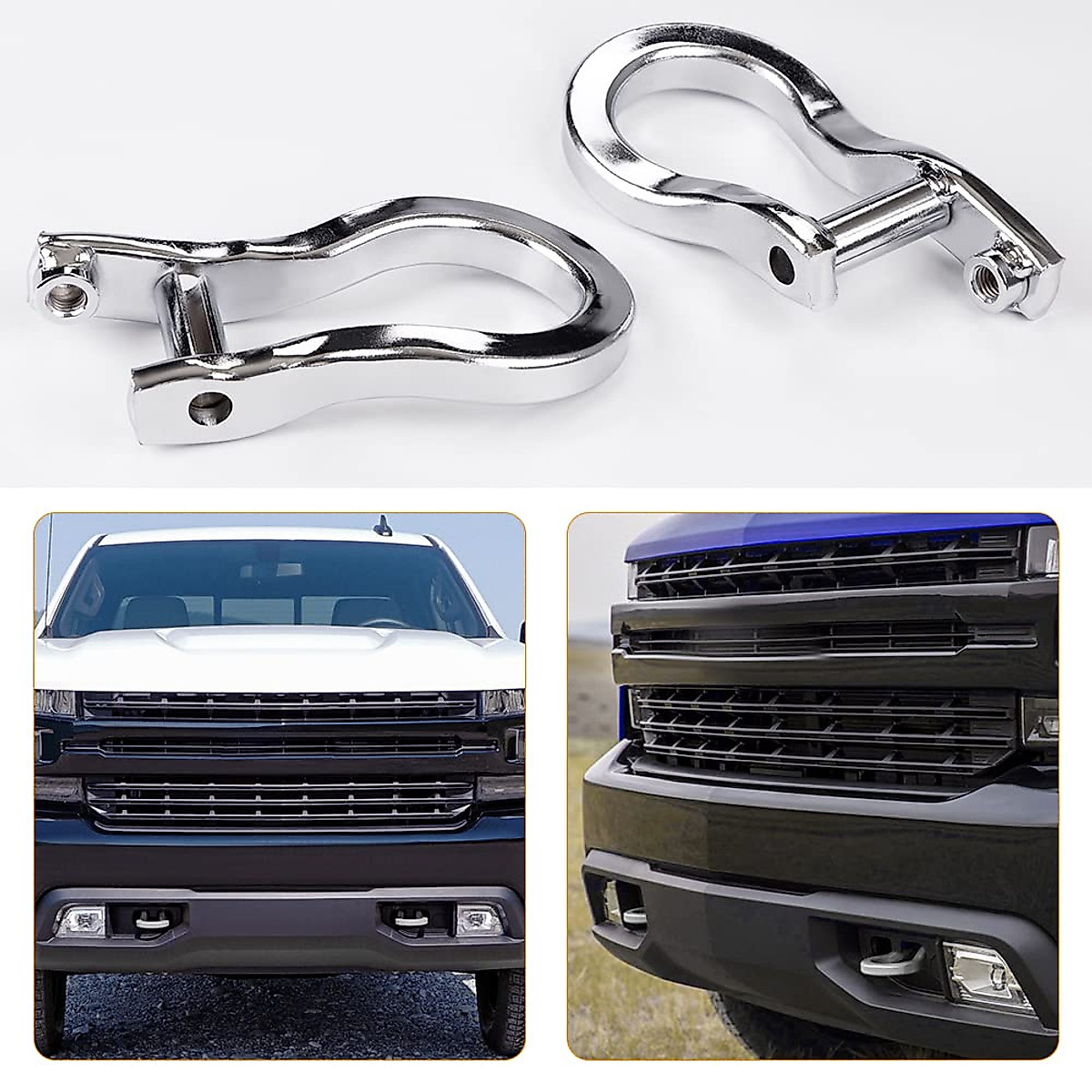JDMON Compatible with Front Bumper Tow Hook Chevy Silverado 1500 Chevy Silverado 1500 2019 2020 2021 2022 Replaces 84195899 2Pcs (Silver)