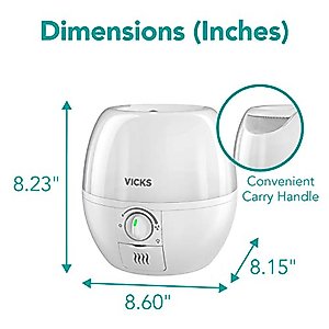 Vicks Filter-Free 3-in-1 SleepyTime Humidifier, Diffuser and Night-Light, Visible Ultrasonic Cool Mist Humidifier with Essential Oil Diffuser for Baby and Kids, White, Standard