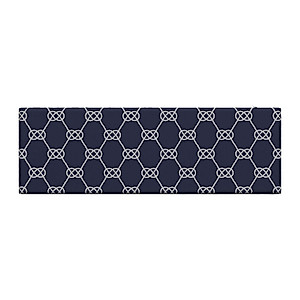 Ambesonne Navy Blue Bench Cushion, Navy Inspired Sailor Knot Rope Pattern Illustration Nautical Abstract Design, Standard Size Foam Pad with Decorative Fabric Cover, 45" x 15" x 2", Blue Cream