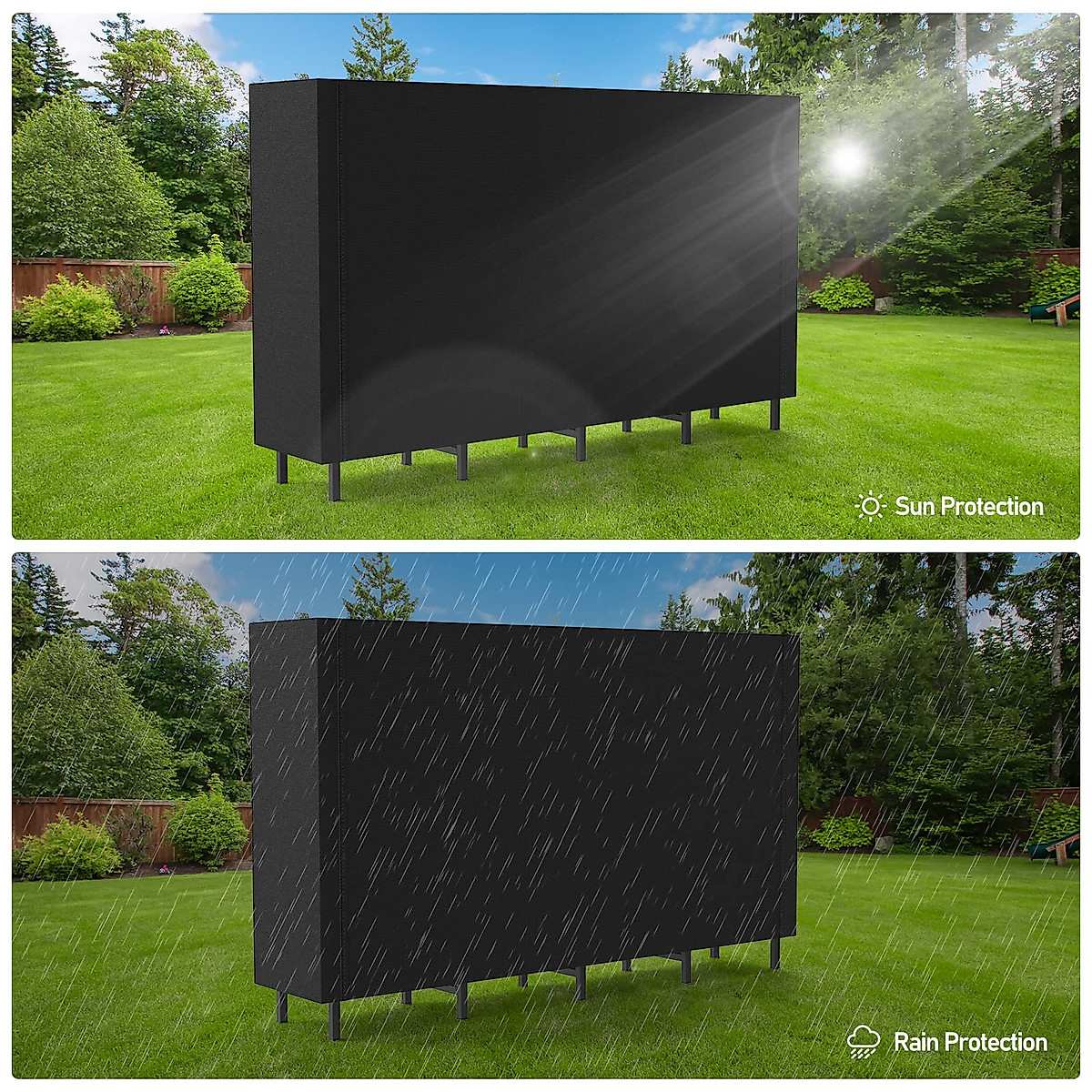 NORCEESAN Outdoor Firewood Rack Holder Heavy Duty Log Holder Wood Storage Rack with Cover 5.3Ft Wood Holder for Fireplace Indoor Firewood Storage with Oxford Fabric Cover, Metal