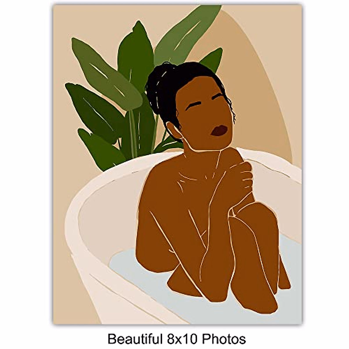 Woman Bathroom Wall Art & Decor - Bath Wall Decor - Powder room Decor for Women - Mid-century modern Bathroom Wall Decor - Luxury Minimalism Abstract art - Restroom Aesthetics Poster Set UNFRAMED 8x10