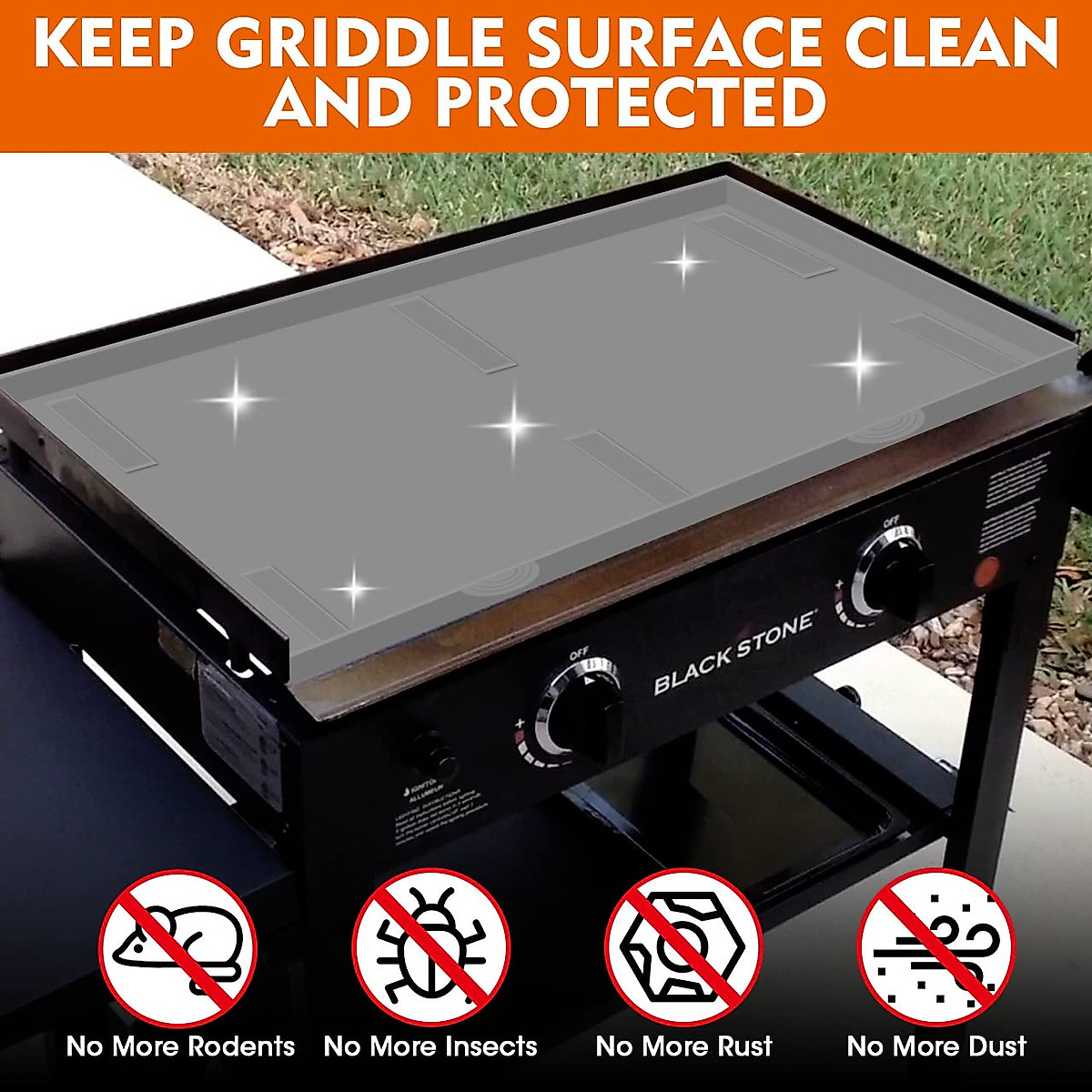 Griddle Protective Mat for Blackstone - 28" Magnetic Silicone Grill Cover, Food Grade Silicone Mat - All Season Cooking Surface Protective Cover (28" Grey)