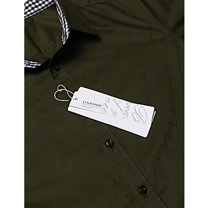 COOFANDY Mens Business Dress Shirt Long Sleeve Slim Fit Casual Button Down Army Green, Large
