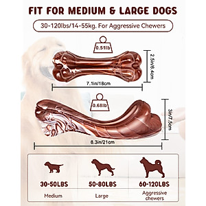 GEE BON Dog Toys, 2 Pack Nylon Chew Bones for Aggressive Chewers, Durable Dog Chew Toy for Large Medium Dogs, Chicken & Peanut Flavor, Helps Dental Health, Pet Toy Gift