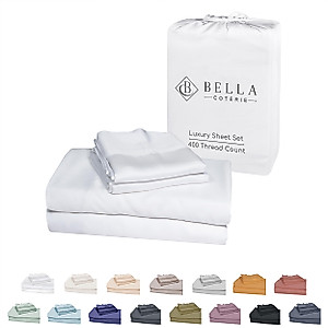 Bella Coterie Luxury King Bamboo Sheet Set | Organically Grown | Ultra Soft | Cooling for Hot Sleepers | 18" Deep Pocket | Viscose Made from Bamboo [White]
