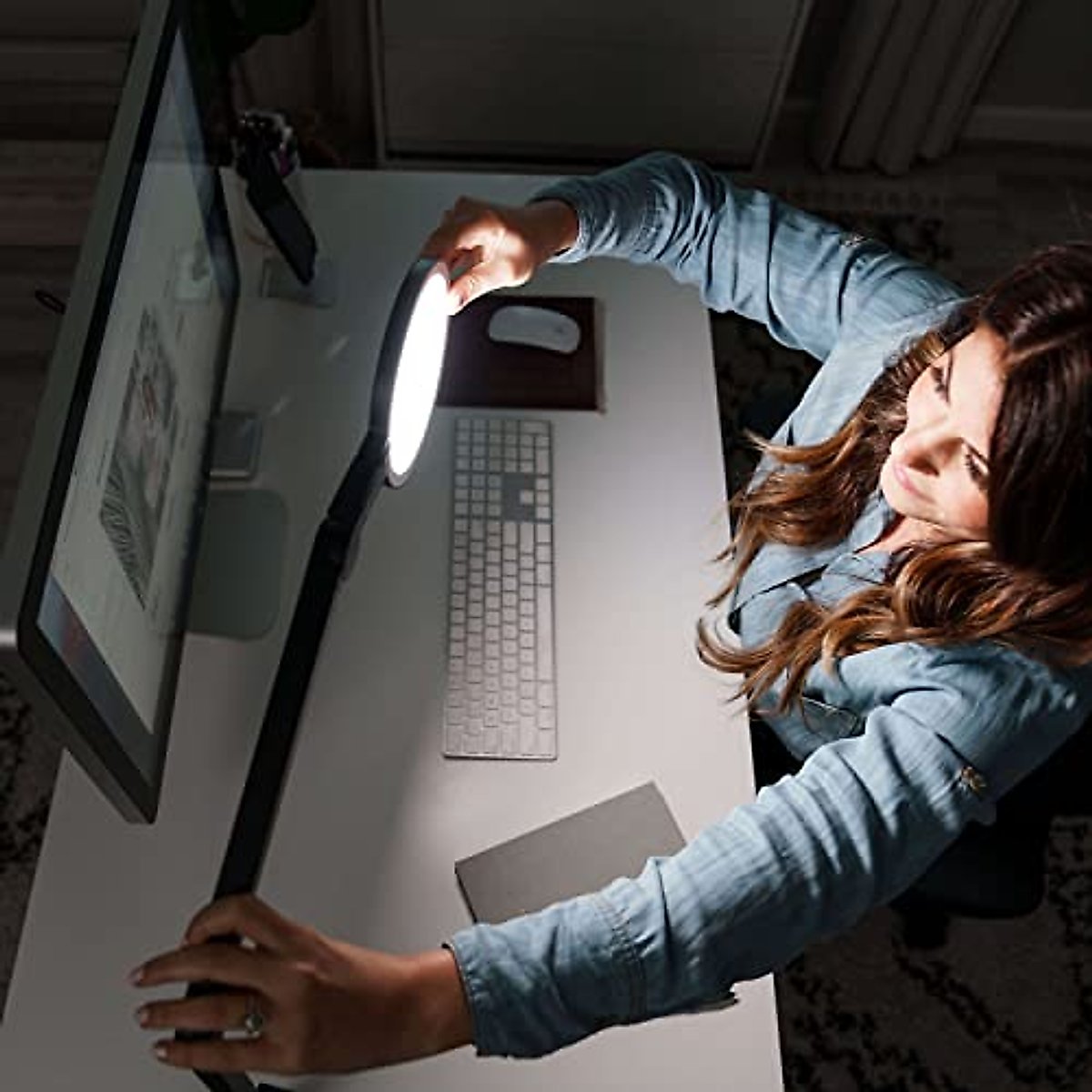 Lume Cube Edge LED Desk Light | Remote Work Swing Arm Desk Lamp with Clamp | Video Conferencing lighting, Zoom Webcam, Task Light, Drafting Light, Table Lamp | Adjustable Brightness, Color Temperature