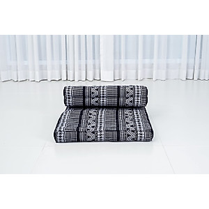 Leewadee Foldable Floor Mattress – 2 in 1 Floor Meditation Mat for Yoga and Relaxation, Seating Futon with Kapok, 20 x 28 inches, Black White