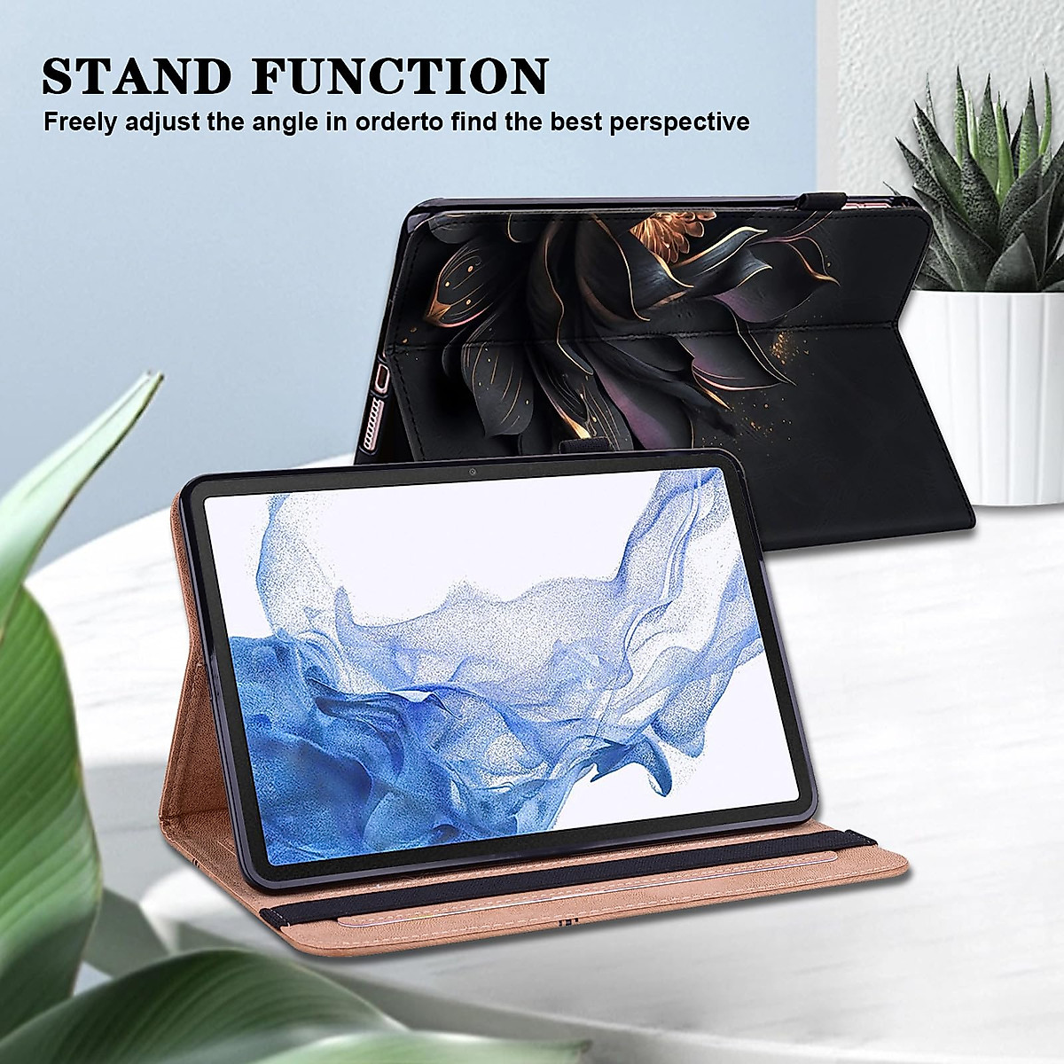 VODEFOX Case for Samsung Galaxy Tab A7 Lite 8.7 inch 2021 Case SM-T220 / T225 Premium PU Leather Folio Stand Flip Cover with Card Slot Pen Holder for Galaxy Tab A7 Lite Tablet - Purple Lotus