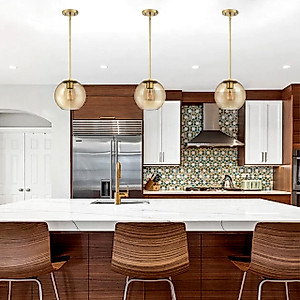 1 Light 8" Glass Kitchen Island Mini Semi Flush Mount Ceiling Light,Chandelier Ancient Amber Glass Shade Chrome Finish for Living Room Dining Room Bedroom Over Sink