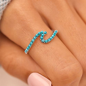 Pura Vida Silver-Plated Neon Wave Bead Stackable Ring - Brass Base, Stylish Design - Size 8