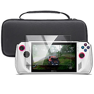 ENCASED 3-in-1 Asus ROG Ally Accessories Bundle - Clear Grip Case with Tempered Glass Screen Protector and Protective Carrying Bag with Handle (EVA Hard Shell)
