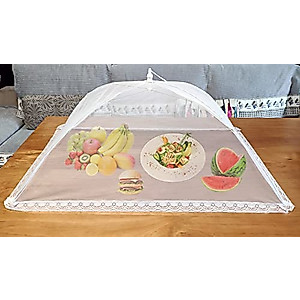 Mesh Food Covers for Outdoors,2 Extra Large 40"X24" and 2 Pack 17"X17" Pop-Up Mesh Food Tent Umbrella Food Cover for Outside Picnic Accessories BBQ Camping Party Keep Out Fly Bug Mosquito