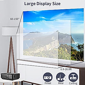 WiFi Bluetooth Projector Full HD 1080P, 200" Smart Android Projector for Indoor Outdoor Movie, Wireless Home Theater Projector with Digital Zoom/HDMI/USB/VGA for iOS Phone Laptop PC DVD TV Stick PS5