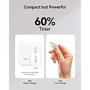 TUNNU 30W USB C Charger Mini GaN PD Fast Charging Block - PPS 33W Wall Power Adapter for Type C Smartphone Tablet - Compatible with Apple iPhone 13/12/Pro iPad Samsung Google Pixel MacBook Air