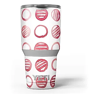 Design Skinz Red Striped Polka Dots - Skin Decal Vinyl Wrap Kit Compatible with The Yeti Rambler Cooler Tumbler Cups