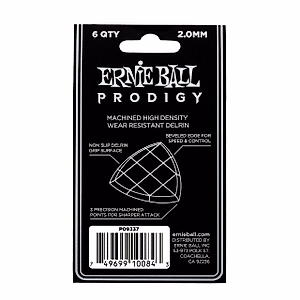 Ernie Ball Prodigy Guitar Picks, Shield, White 2.0mm, 6-pack (P09337)
