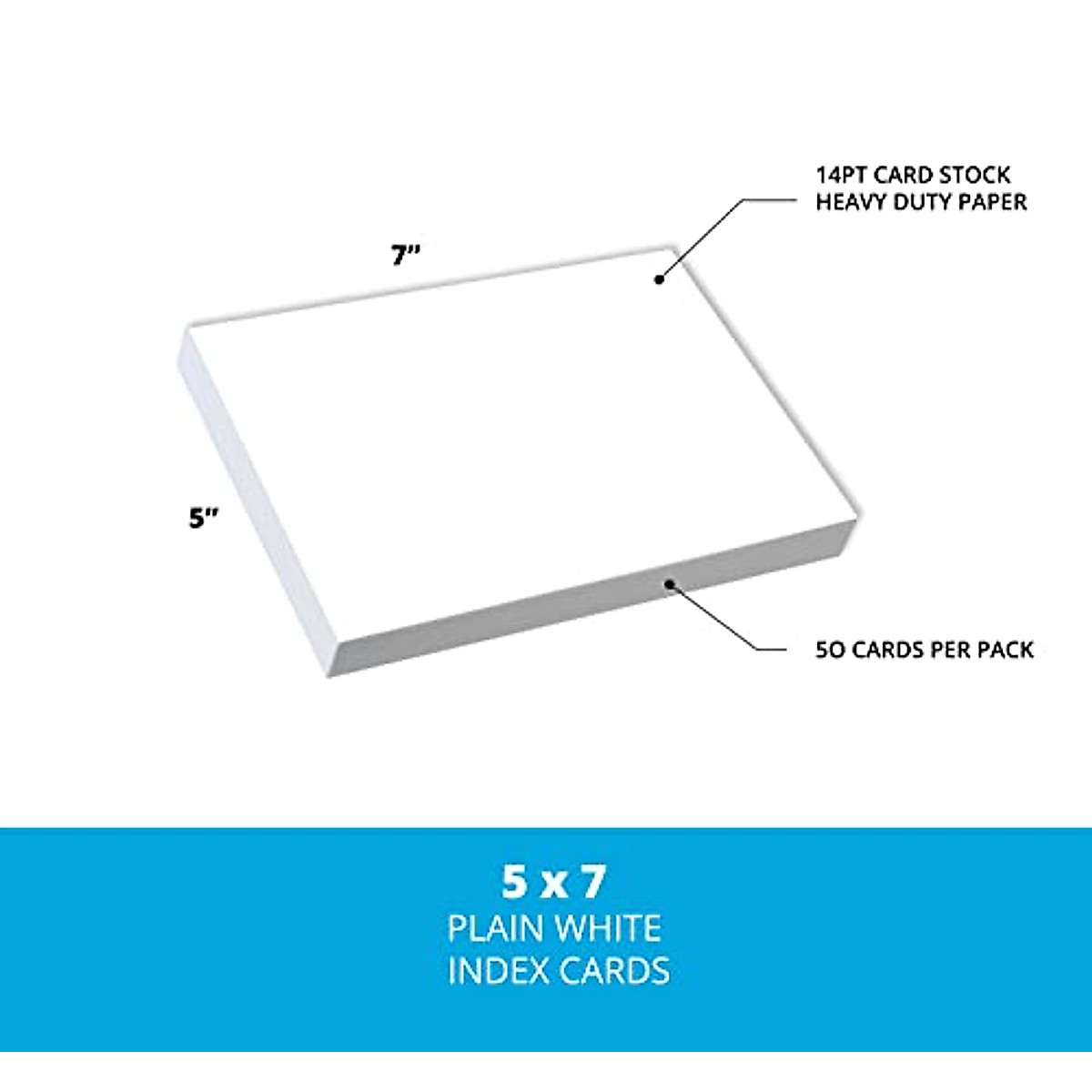 Home Advantage Set of 50 Blank Plain White 5x7 Index Cards, Postcards