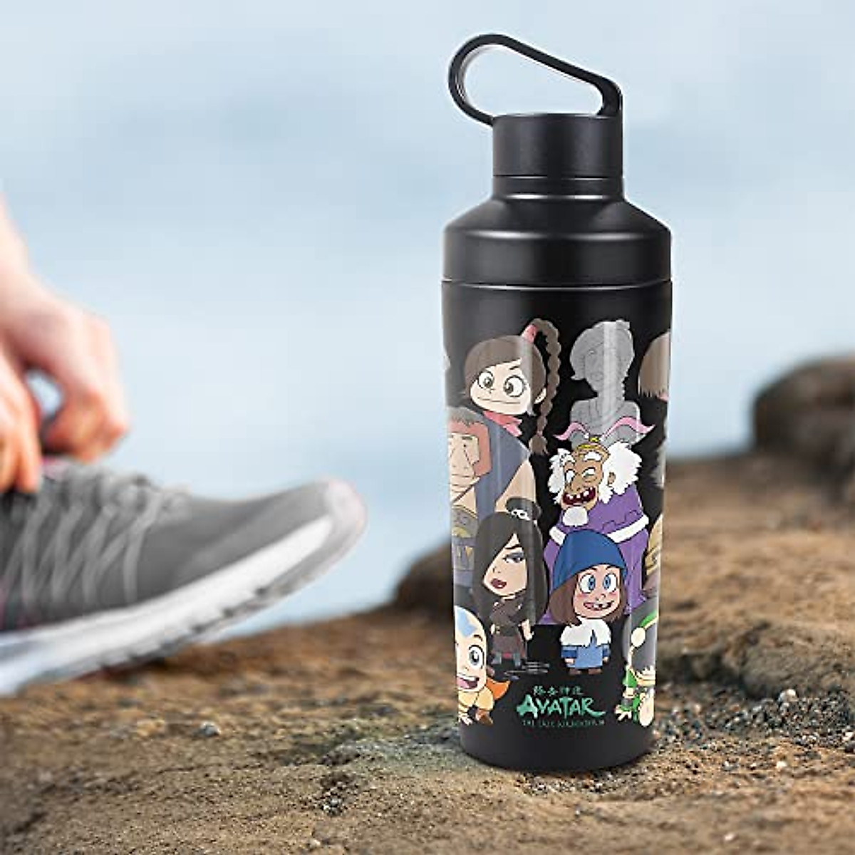 Avatar The Last Airbender OFFICIAL Avatar Group Chibi 18 oz Insulated Water Bottle, Leak Resistant, Vacuum Insulated Stainless Steel with 2-in-1 Loop Cap
