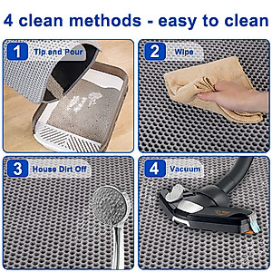 BrLacHhaZ Cat Litter Mat, Double Layer Litter Box Mat, Urine & Water Proof Cat Litter Catcher Mat, (30 x 22 Inch) Large Litter Trapping Mat Washable, Scatter Control