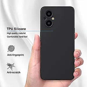Foluu Silicone Case for OnePlus Nord N20 5G, Liquid Gel Rubber Case with Soft Microfiber Lining Cushion Slim Hard Shell Shockproof Protective Cover for OnePlus Nord N20 5G 2022 (Black)