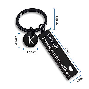 VICKHU drive safe keychain for boyfriend,26-letter keychain,gifts for boyfriend on bithday christmas valentines day (Black letter K)