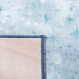 SAFAVIEH Disney Princess Collection Machine Washable Slip Resistant 5' x 7' Light Blue/Blue Iconic Kids Bedroom Nursery Playroom Area Rug