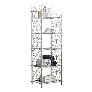 Kings Brand Furniture - 5 Tier Bathroom Storage Shelf Unit, Free-Standing Metal Rack Shelving for Kitchen, Living Room, Hallway, White