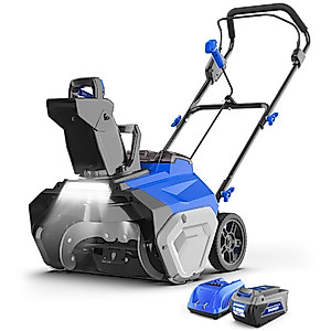 WILD BADGER POWER Cordless Snow Blower 40V 20" Electric, Brushless Battery Powered with LED Single Stage for Wet Snow and Heavy Snow, Blue