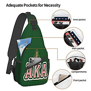 Unisex Chest Bags Crossbody Sling Backpack Travel Hiking Daypack Gifts for Women Men Shoulder Bag for Casual Sport Climbing Runners A Green Pink 4