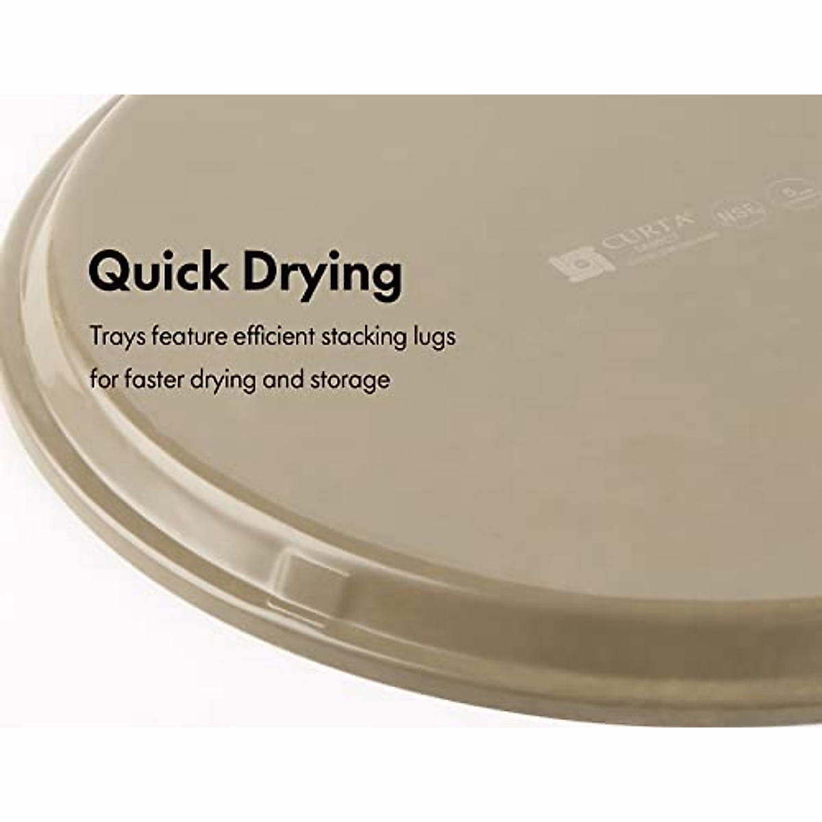 CURTA 2-Pack Restaurant Grade Non-Slip Tray, NSF, 16 Inch, Plastic Rubber Lined Anti-Skid Round Serving Tray, Brown