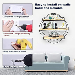 TFER Black Floating Shelves Wall Mounted Hanging Shelf Rustic Farmhouse Shelves for Wall Decor,Storage | Metal Bracket and Reclaimed Natural Wood Shelf for Living Room,Bedroom,Bathroom,Kitchen