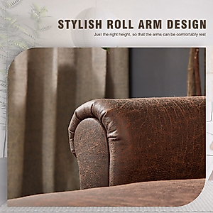 HOOOWOOO 81.51" L Shaped Couch Mid Century Modern Sectional Couch Brown Faux Leather Sofa with Left Chaise 3-Seater Rolled Arms Solid Wood Frame for Living Room Apartment,Chocolate Brown