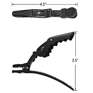 HH&LL 12pcs Hair clips for Styling – Wide Teeth & Double-Hinged Design – Alligator Styling Sectioning Clips of Professional Hair Salon Quality (Black without Logo)