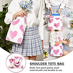 Fluffy Shoulder Bag Plush Bags Women Ladies Tote Bag Fluffy White Furry Purse Handbag for Autumn and Winter (Pink)