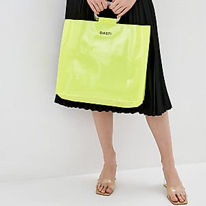 Designer Plastic purses and handbags - Vynyl Clear Transparent Bag - PVC Bags clear Purse - Waterproof Designer Clear Handbags - Bolsa Trasparente de Mujer (Yellow Sun Shine)