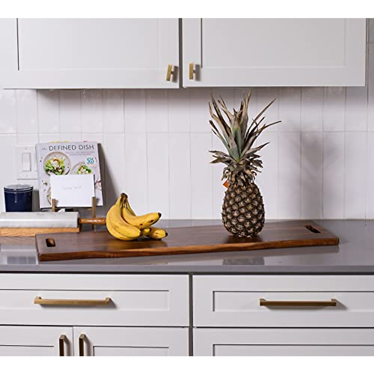 BIRDROCK HOME 36" Acacia Wooden Cheese Serving Board with Handles - Extra Long - Party Charcuterie for Appetizers Food Kitchen Platter - Bread Meat Fruit Display - Natural Wood - Espresso