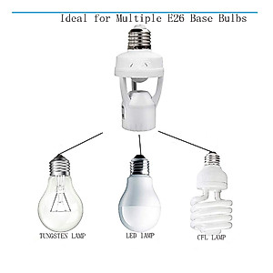 TWDRTDD Motion Sensor Light Socket,PIR Motion E26 Screw Bulb Adapter, Auto On/Off Night Light Control Smart Sensor Bulb Adapter for Storage Room, Garage Lighting Fixture (E26-Sensor)