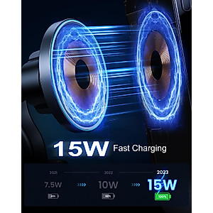 Rorhxia 15W Qi2 Fits MagSafe Car Mount Charger, [Never Blocking Vent, Enjoy The Comfort of The A/C] Magnetic Vent Phone Holder for Car Wireless Charging Fit for iPhone 15/14/13/12 Pro Max Plus