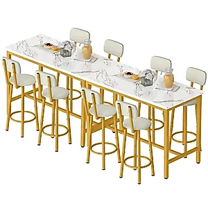 AWQM Dining Table, White & Gold