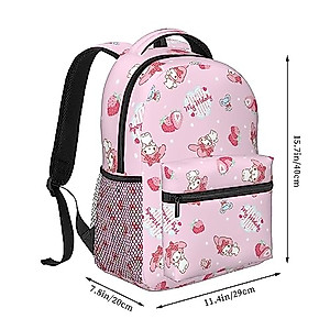 ORPJXIO Backpack Kuromi Anime My Melody Double Shoulder Bag for Unisex Laptop Bagpack Large Capacity Travel Backpack for Hiking Work Camping