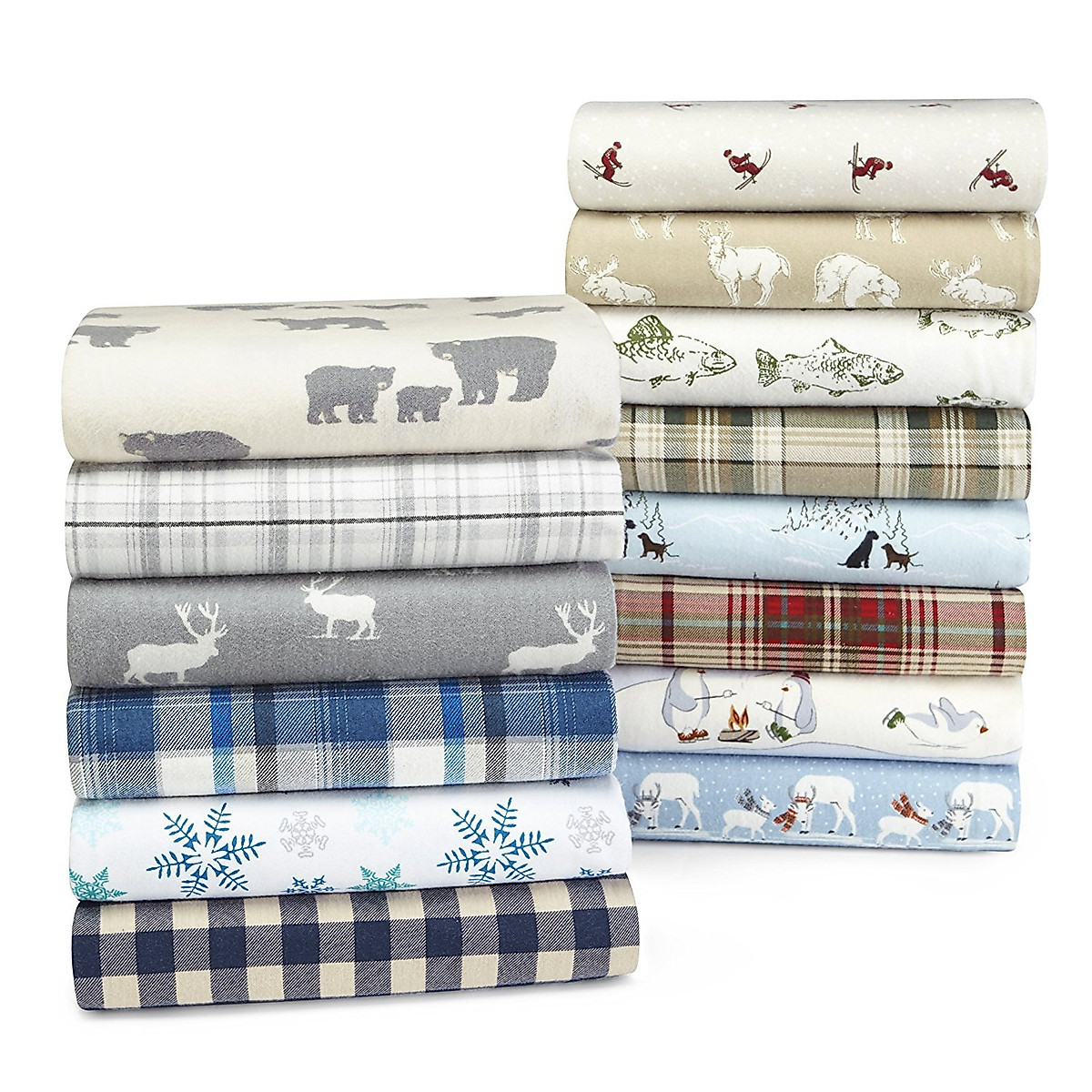 Eddie Bauer - Twin Sheet Set, Warm Breathable Cotton Flannel Bedding with Deep Pockets, Brushed for Extra Softness, Cozy Home Decor, Oeko-Tex Certified (Bear Family, Twin)