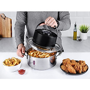 Cook's Essentials Air Fryer Lid for Pots, Pans & Pressure Cooker (Renewed), Red
