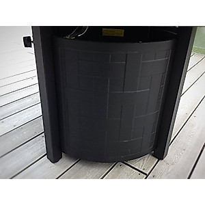 Pebble Lane LIving 42" Natural Slate and Copper Top Outdoor Propane Gas Fire Pit Table: Powder-Coated Black Frame