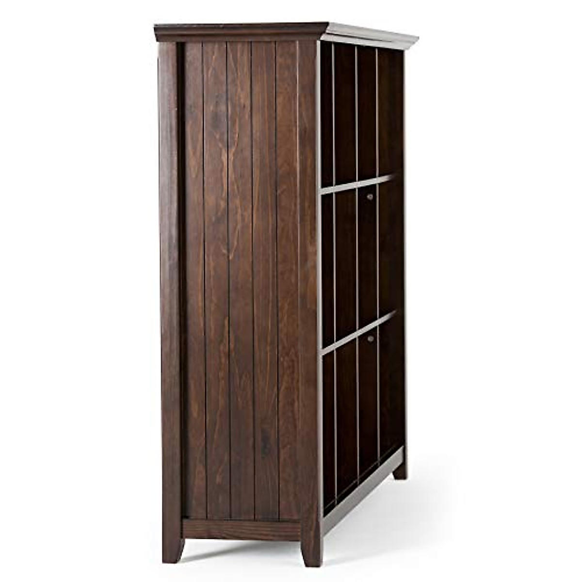 SIMPLIHOME Acadian SOLID WOOD 57 Inch Transitional 12 Cube Storage in Brunette Brown, For the Living Room, Study Room and Office