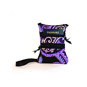 NuPouch Sling Hipster Cross Body Purse Women's Handbag, Purple Paisley